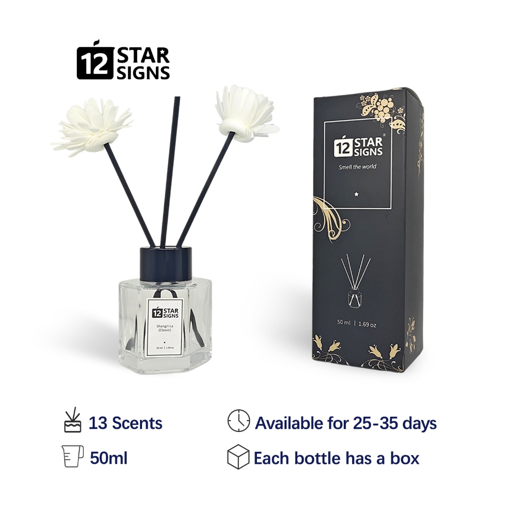 12StarSigns Reed Diffuser Hotel Scent FireFree Shangri-La 50ML Oil Based Fragrances Bedroom ...