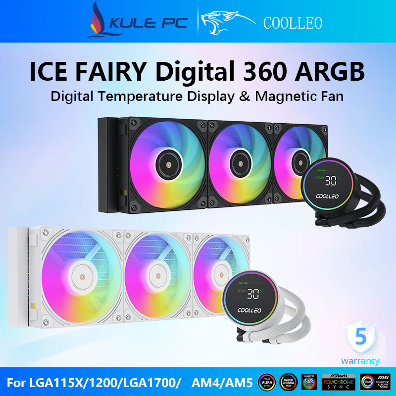 Coolleo ICE FAIRY Digital 360 ARGB CPU Aio Cooler Intelligent ...