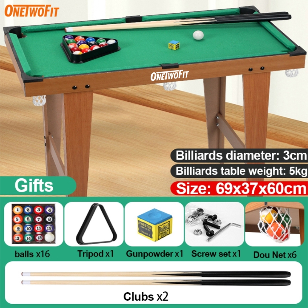 OneTwoFit Mini billiard Table Set For Kids Wooden Tabletop Pool Table ...
