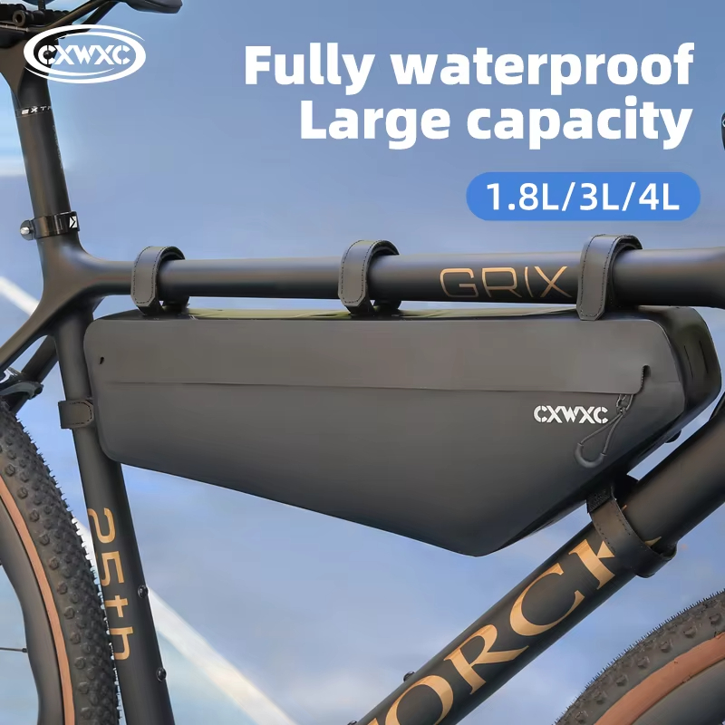 CXWXC 1.8L/3L/4L Fully Waterproof Bicycle Triangle Bag Bike Frame Front ...