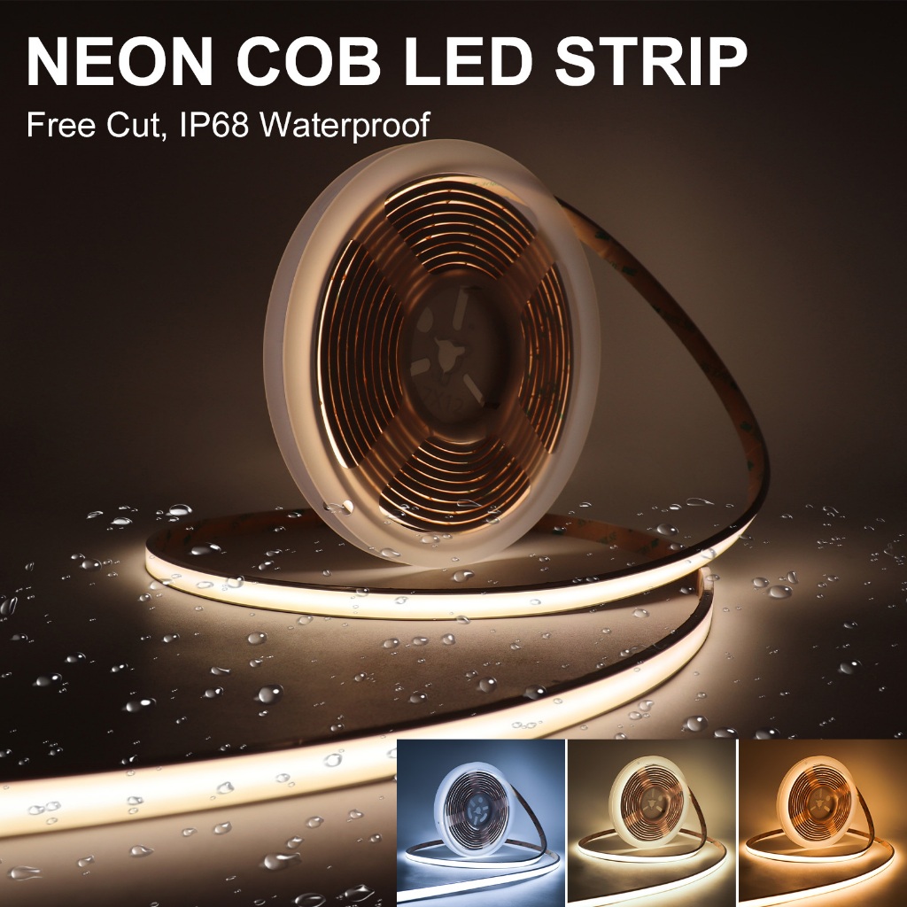 IP68 Waterproof Free Cut COB LED Strip Light 12V 24V RA90 Neon LED Tape with Silicone Tube ...