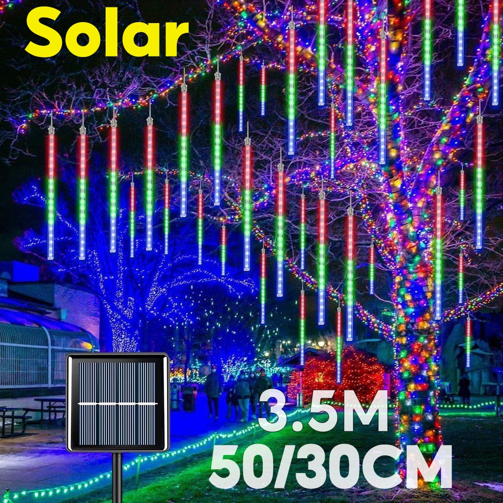 Solar/Plug 50/30CM 288/192LED 8 Tubes Meteor Shower Rain Lights ...