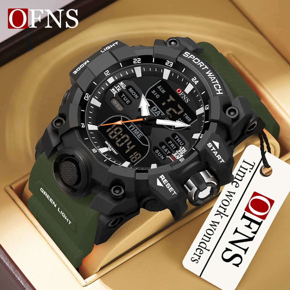 OFNS Dual Display Men Watches Waterproof Sports Watch Military Man ...