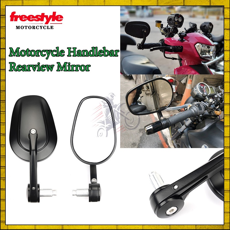 Motorcycle Premium Big Bar End Side Mirror Wide View Aluminium Rearview ...