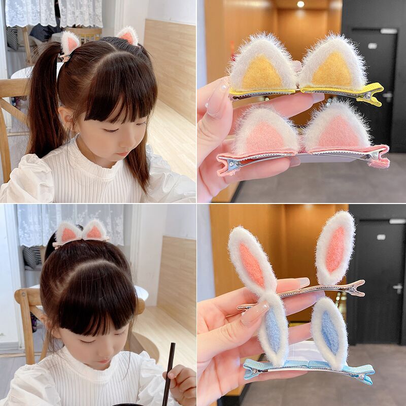 A pair Plush rabbit ears clip three-dimensional autumn and winter new ...