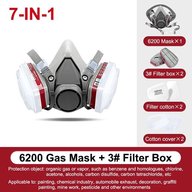 7IN1 Gas Mask Painting Spray Respirator Sets 95% Dust Particle ...