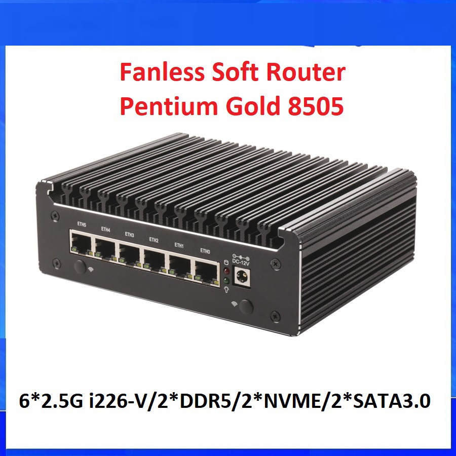 Fanless Mini PC Intel Pentium Gold 8505 i3 1125G4 Firewall Soft Router ...
