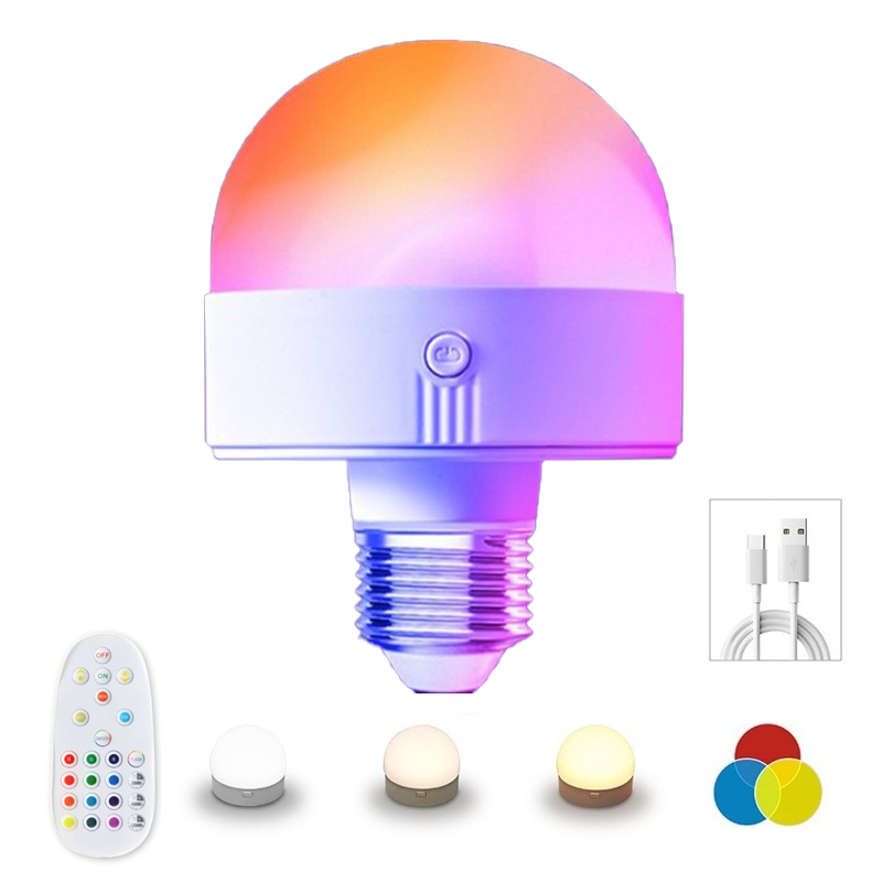 Rechargeable Light Bulb With Remote Control, Battery Operated Light ...