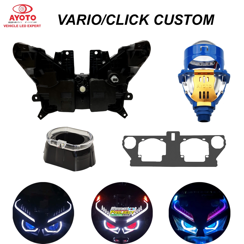 AYOTO click V2/V3 headlight 125/150 custom with bracket relay housing ...