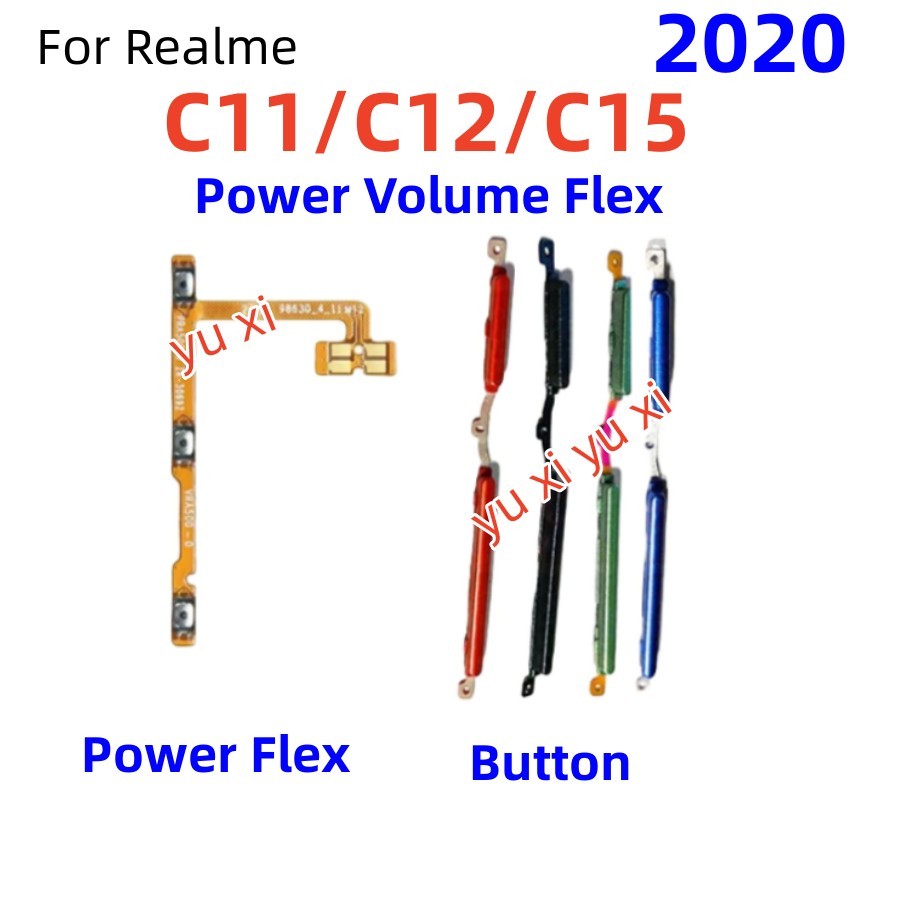 For OPPO Realme C11 2020 C12 C15 Power on / off Switch Button Side Volume Up Down Buttons Flex ...