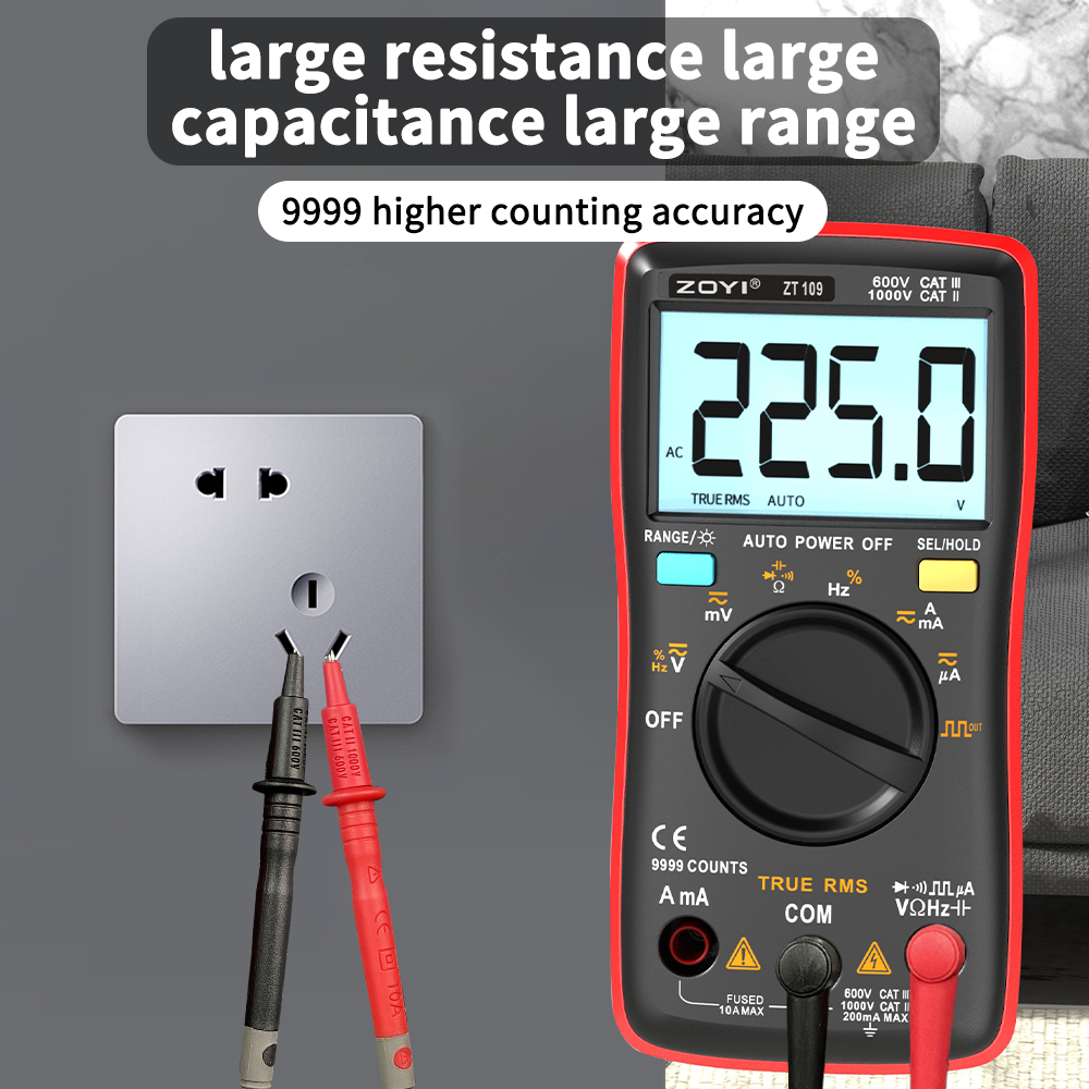 ZOYI ZT-109 9000 Counts Digital Electric Meter High-Precision AC/DC ...