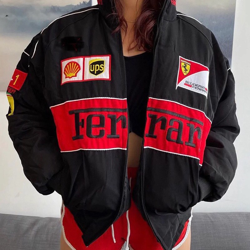 F1 Racing Jacket Long Sleeve Retro Motorcycle Ferrari Team Autumn And ...