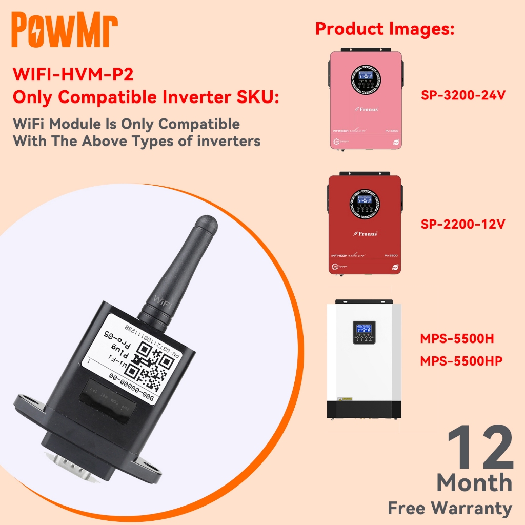 PowMr WIFI-HVM-P2 Wireless WiFi Module Device with RS232 Remote ...