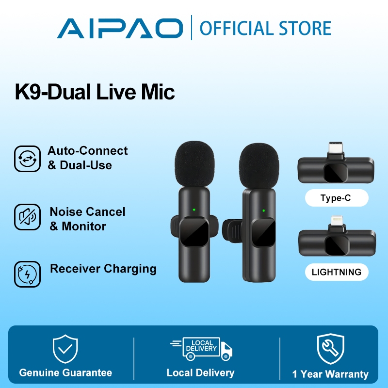 K9 lavalier microphone Wireless Mini Lapel Microphone Noise Reducing ...