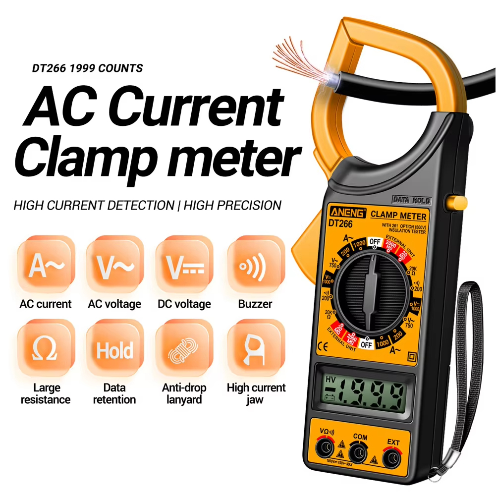 Digital Clamp Multimeter DT266 Professional Clamp Meter AC DC 1000V ...