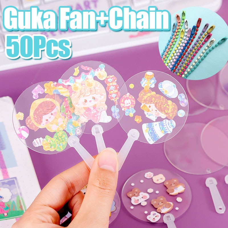 50/100pcs DIY Transparent Gudetama Fan Mini Guka Fan Deco Keychain Gift ...