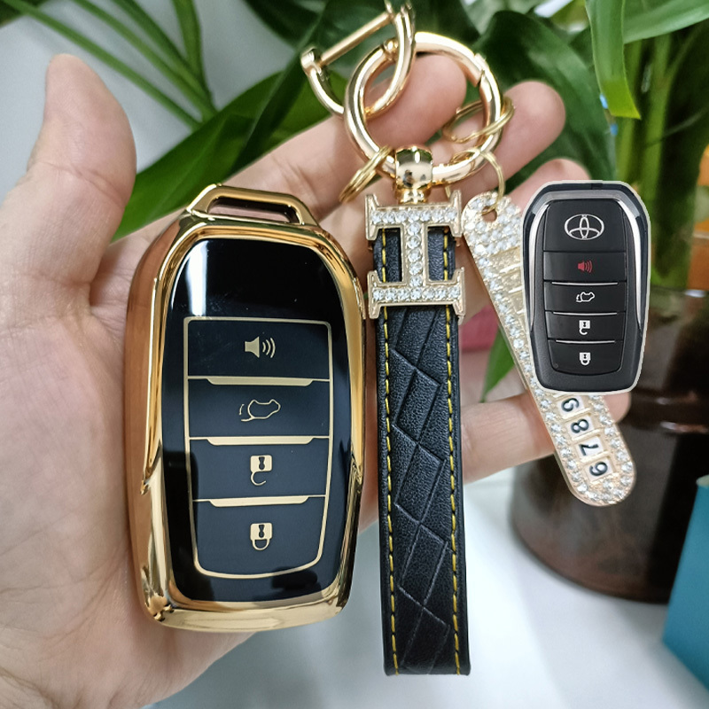 TPU Gold Edge 2024 2023 2022 New Toyota Smart Key Car Remote Key Cover ...