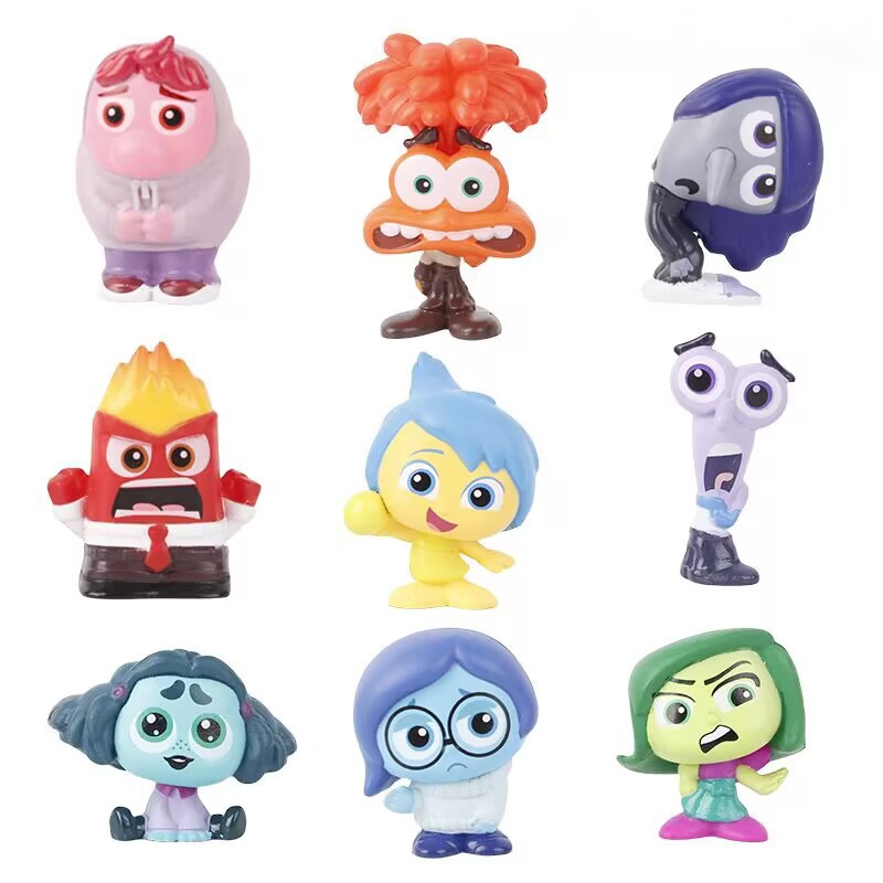 9Pcs/Set 3-5cm Anime Inside Out 2 Anger Disgust Sadness Joy Fear ...