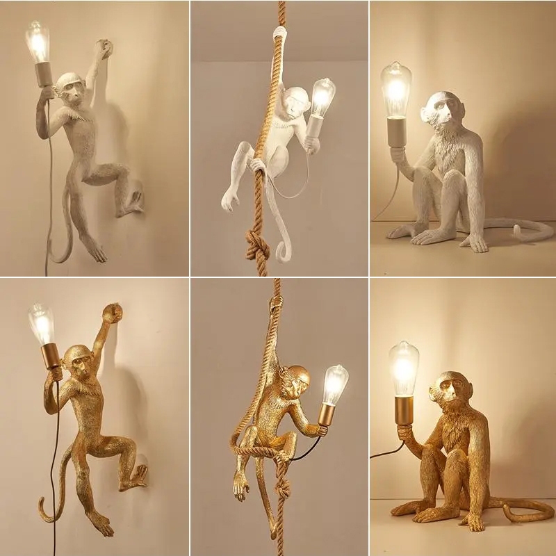 Nordic Monkey Wall Light Retro Resin Animal Wall Lamp For Decorating ...