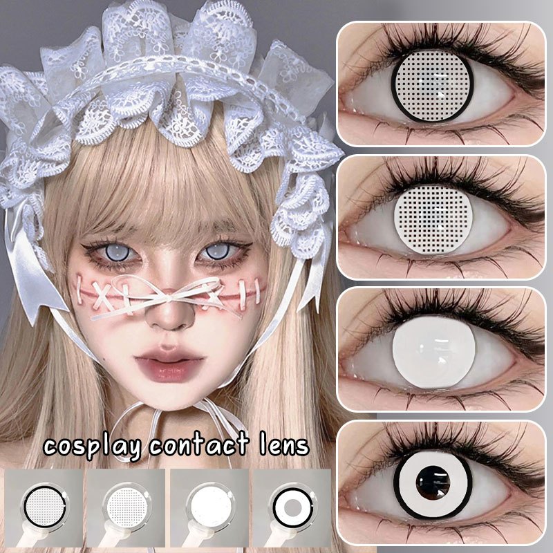 KSSEYE Cosplay Contact Lens White/Black Halloween Anime Cosmetic Lense ...