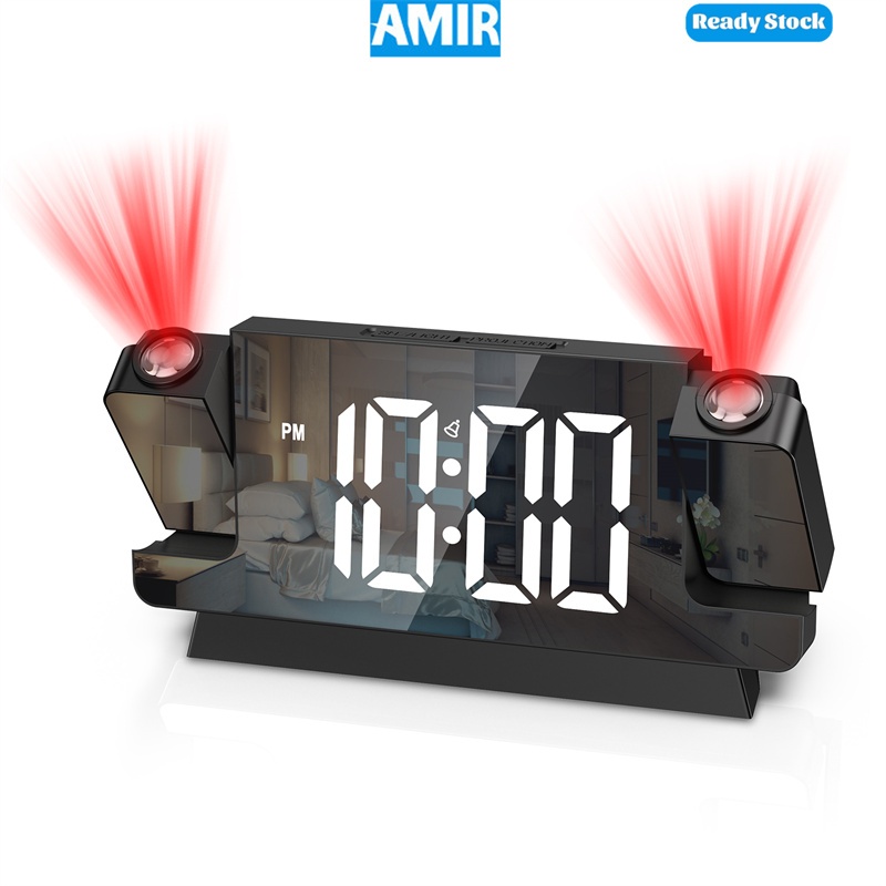 AMIR Dual Projection Alarm Clock for Bedroom with Temperature, 7.7 inch ...