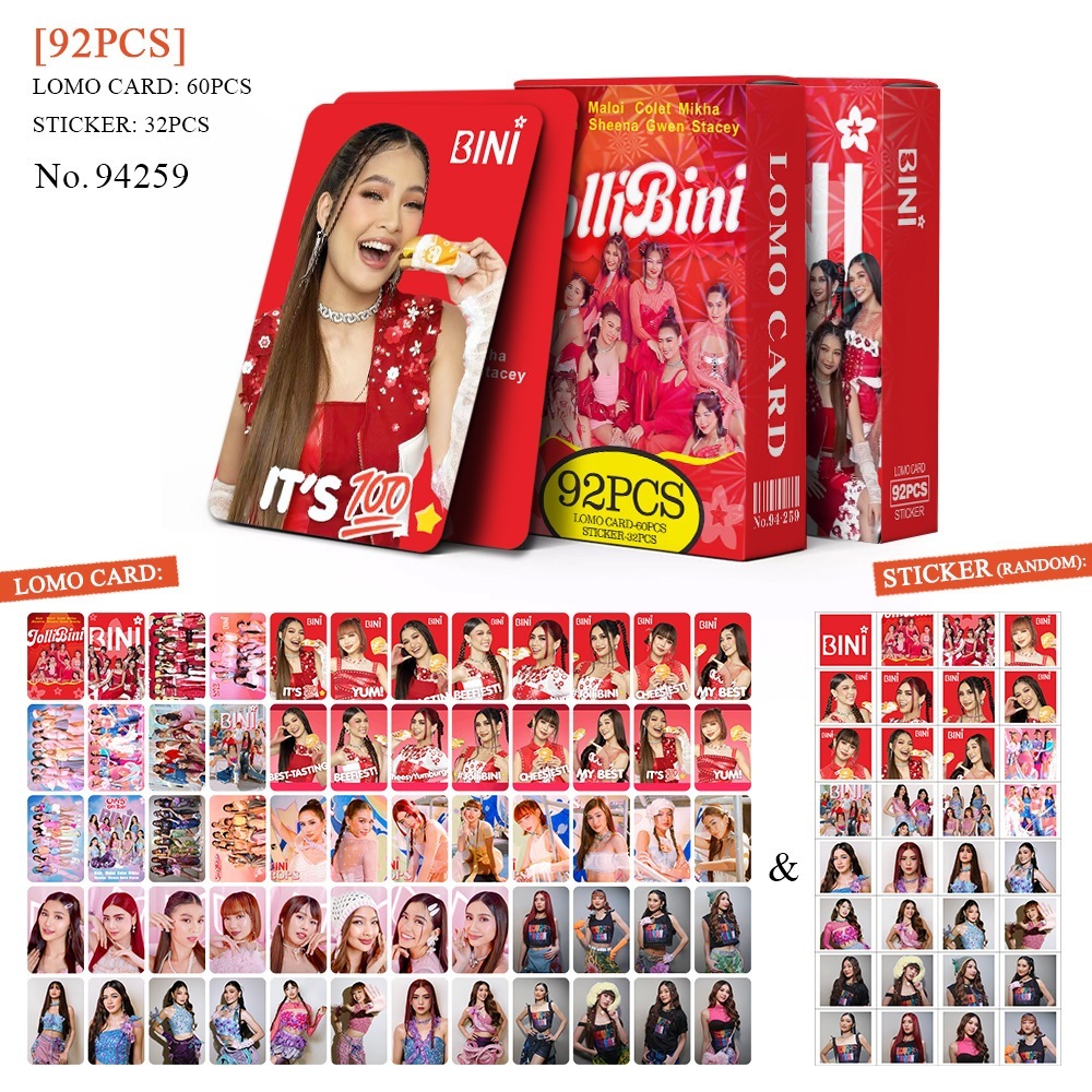 92Pcs jollibee Bini Lomo Card Photo Card Holographic Photocards ...