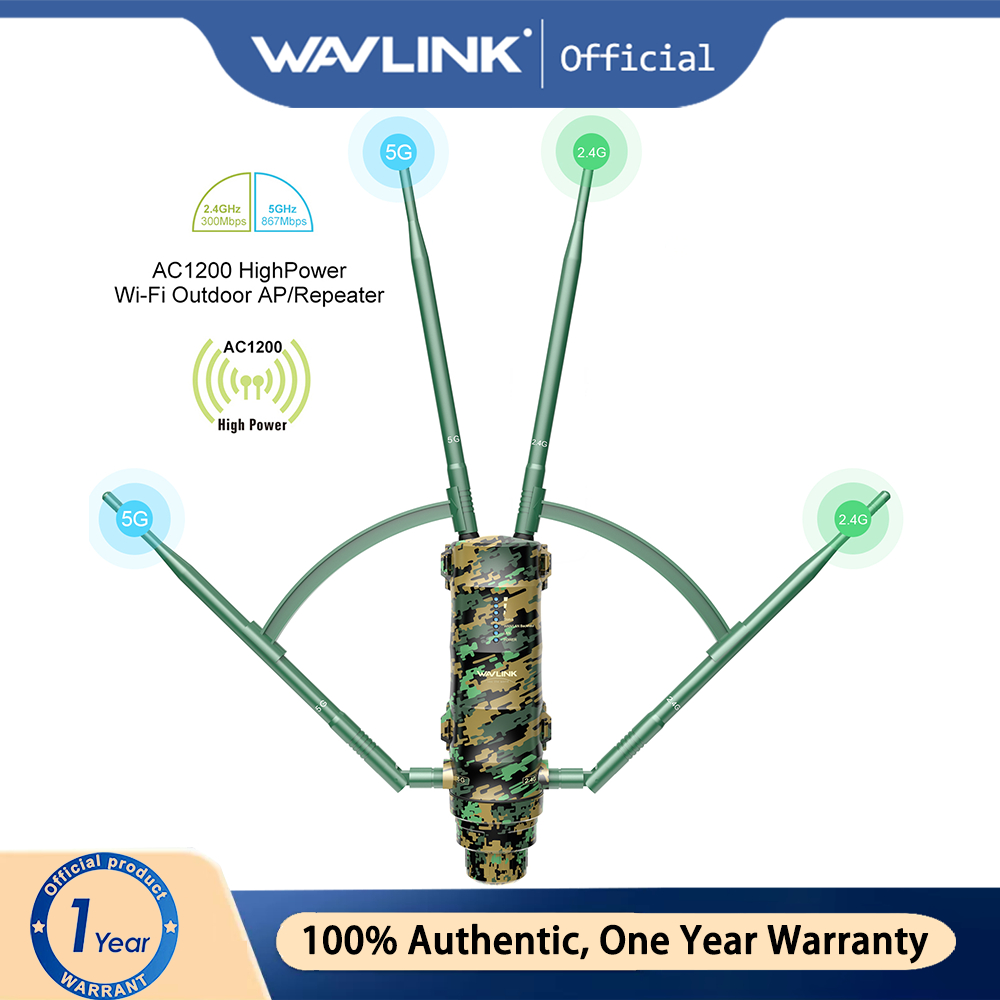 WAVLINK AC1200 High Power Outdoor Weatherproof WiFi Range Extender AP ...