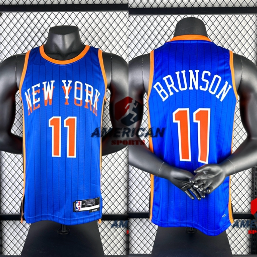 Men's Jersey New York Knicks 11 Jalen Brunson Blue Basketball Jersey ...