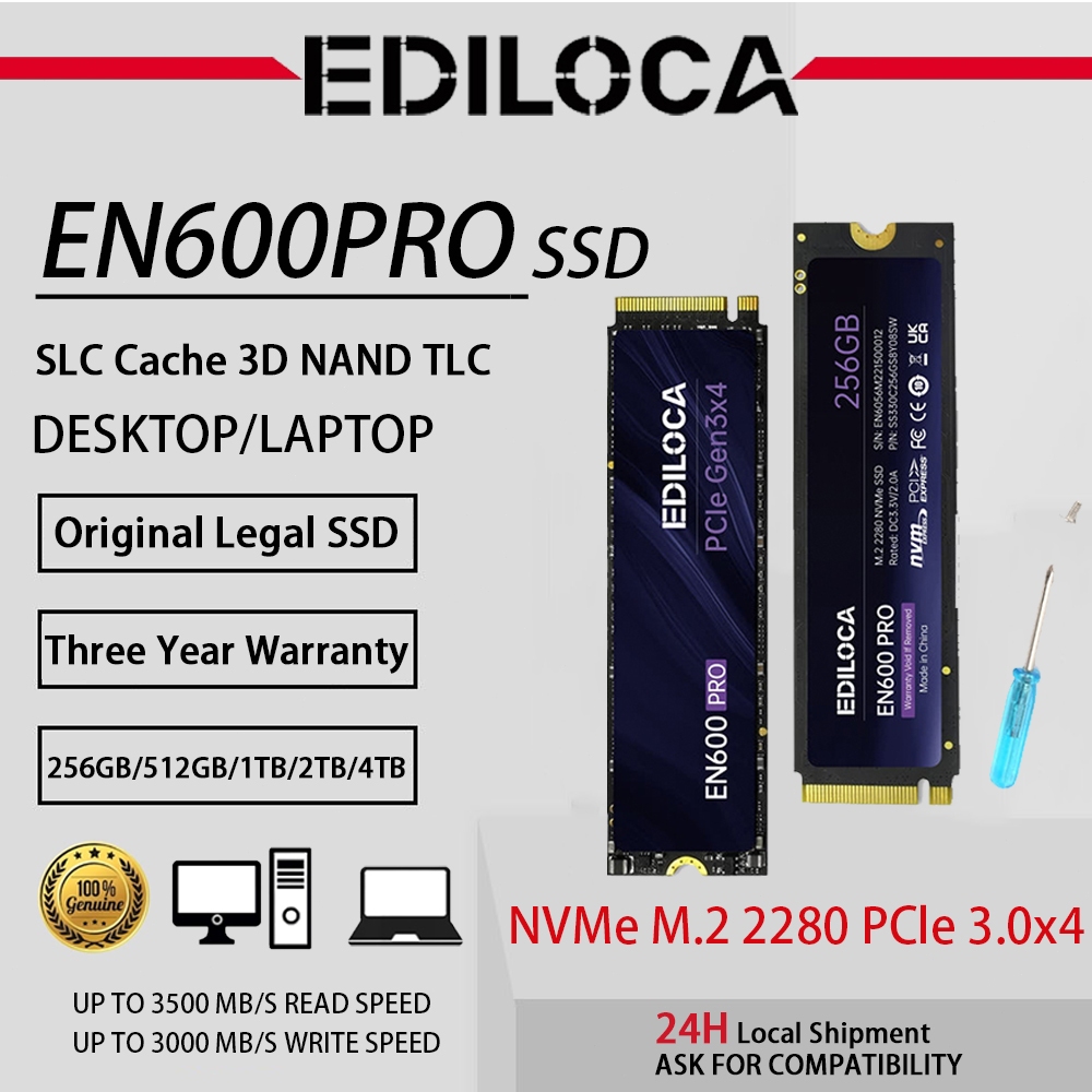 Ediloca EN600 Pro SSD 2TB PCLE 3.0x4, NVMe M.2 2280, Internal SSD, SLC ...