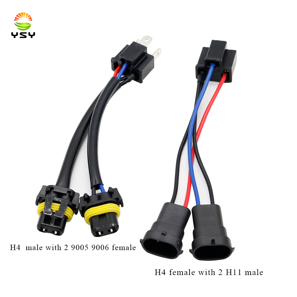 1pcs H4 female to 2 H11 males ,H4 male to 2 9005/9006 females Car Truck ...