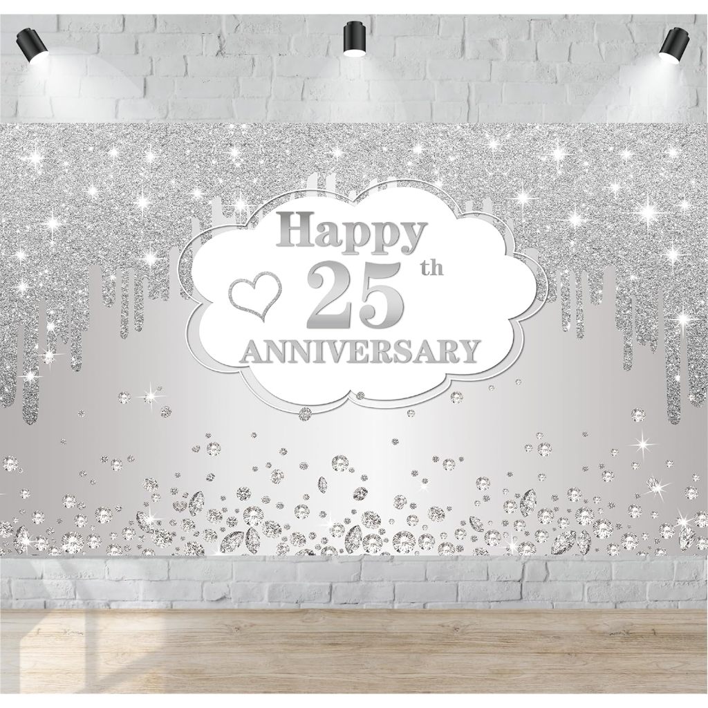 Happy 25th Anniversary Photography Backdrop Silver 25 th Wedding ...