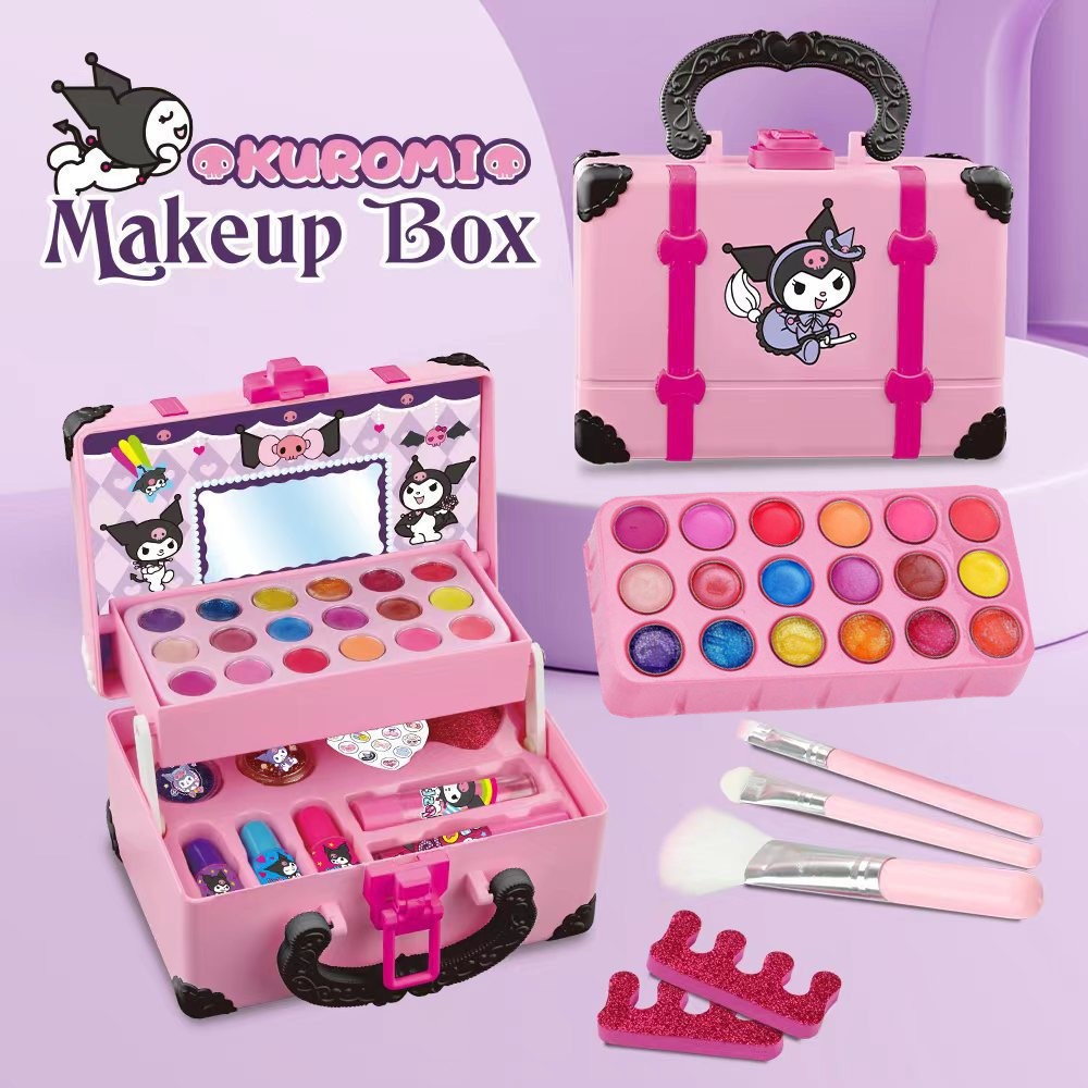 Kuromi Makeup Toys for Kids Girls Real Makeup Kit Melody Makeup Toy Set ...