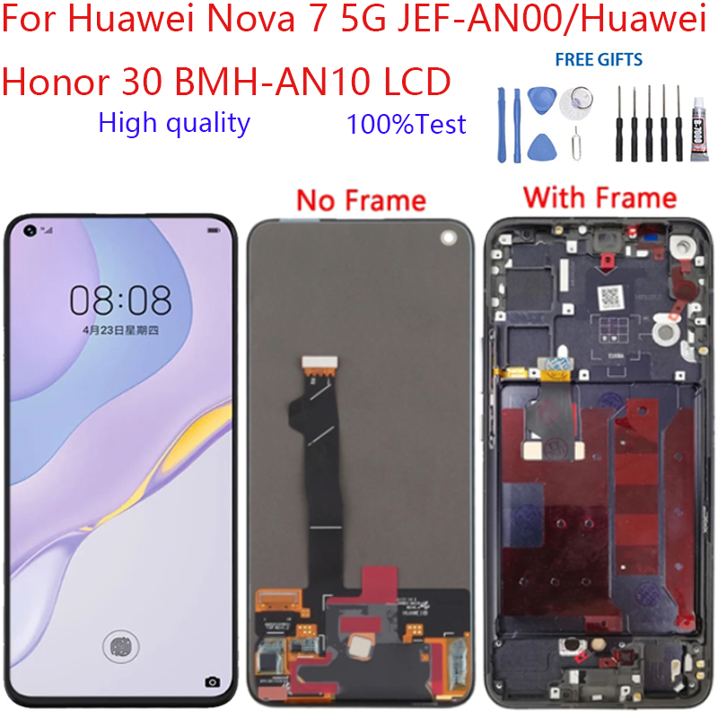 For Huawei Nova 7 5G JEF-AN00/Huawei Honor 30 BMH-AN10 LCD Display Touch Screen Digitizer ...