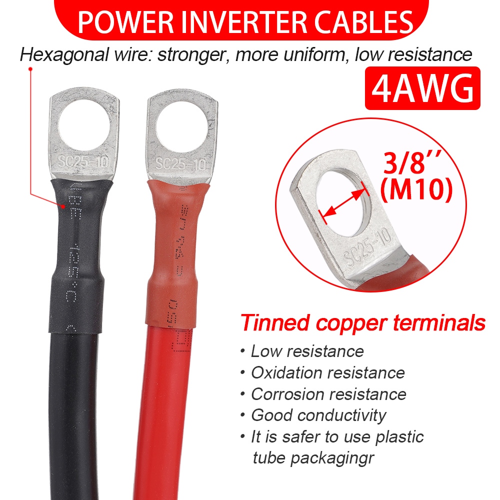 4AWG M10 Tin Plated Copper Terminal Hexagonal Pressure Wire Energy ...