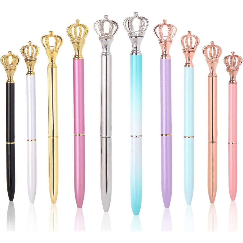 10 Pieces Crown Top Pens Diamond Retractable Ballpoint Pen Crystal ...