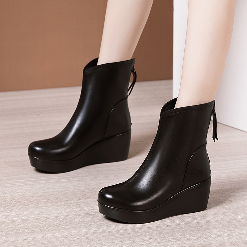 Thick High Heel Ankle Boots back zipper shoes for women 2inchs size 35 ...