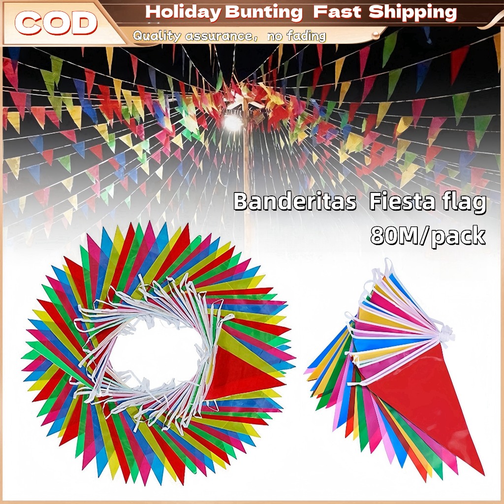 80Meter Banderitas Fiesta Flag Birthday Party Grand Opening Party ...