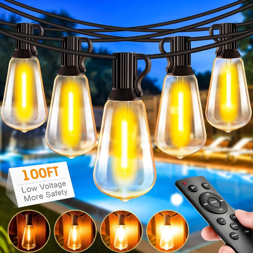 ST38 Outdoor String Lights for Patio Waterproof Shatterproof Hanging ...