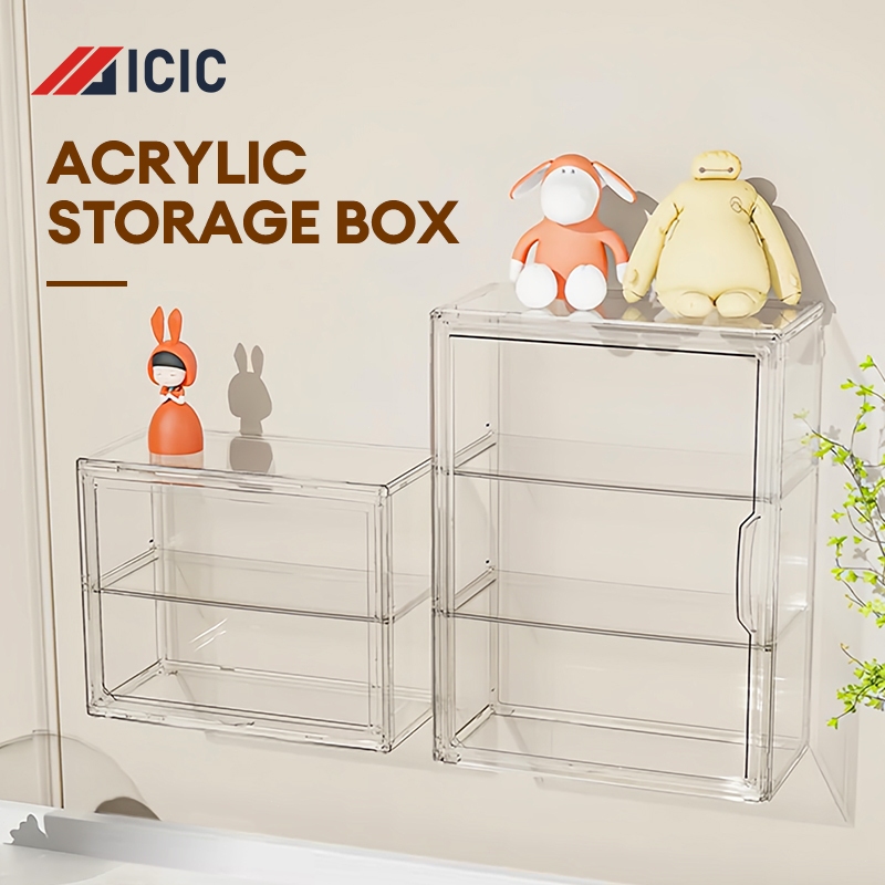 ICIC Acrylic Wall Hanging Storage Organize Display Case Transparent Boxes Stackable Magnetic ...