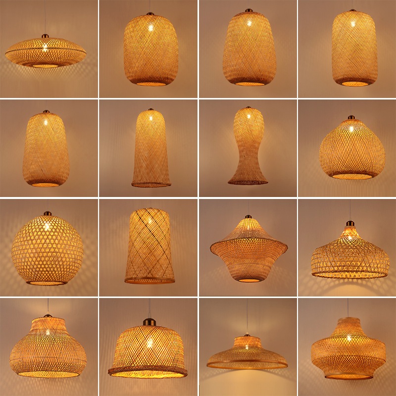 SIMI Rattan Chandelier Ceiling Light Nordic Led Chandelier Rattan ...