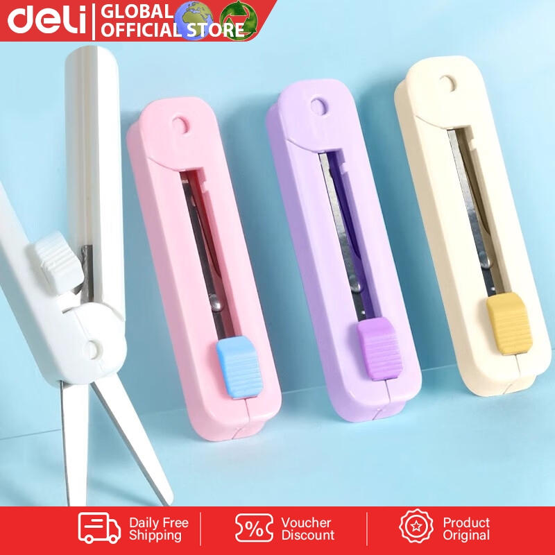 Deli Creative Folding Mini Portable Small Scissors Multifunctional Safe ...