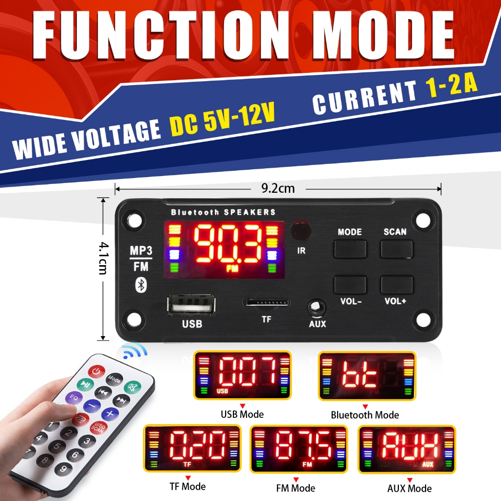 DC 5V 12V MP3 Decoder Board Bluetooth Car Kit USB MP3 Player Support ...