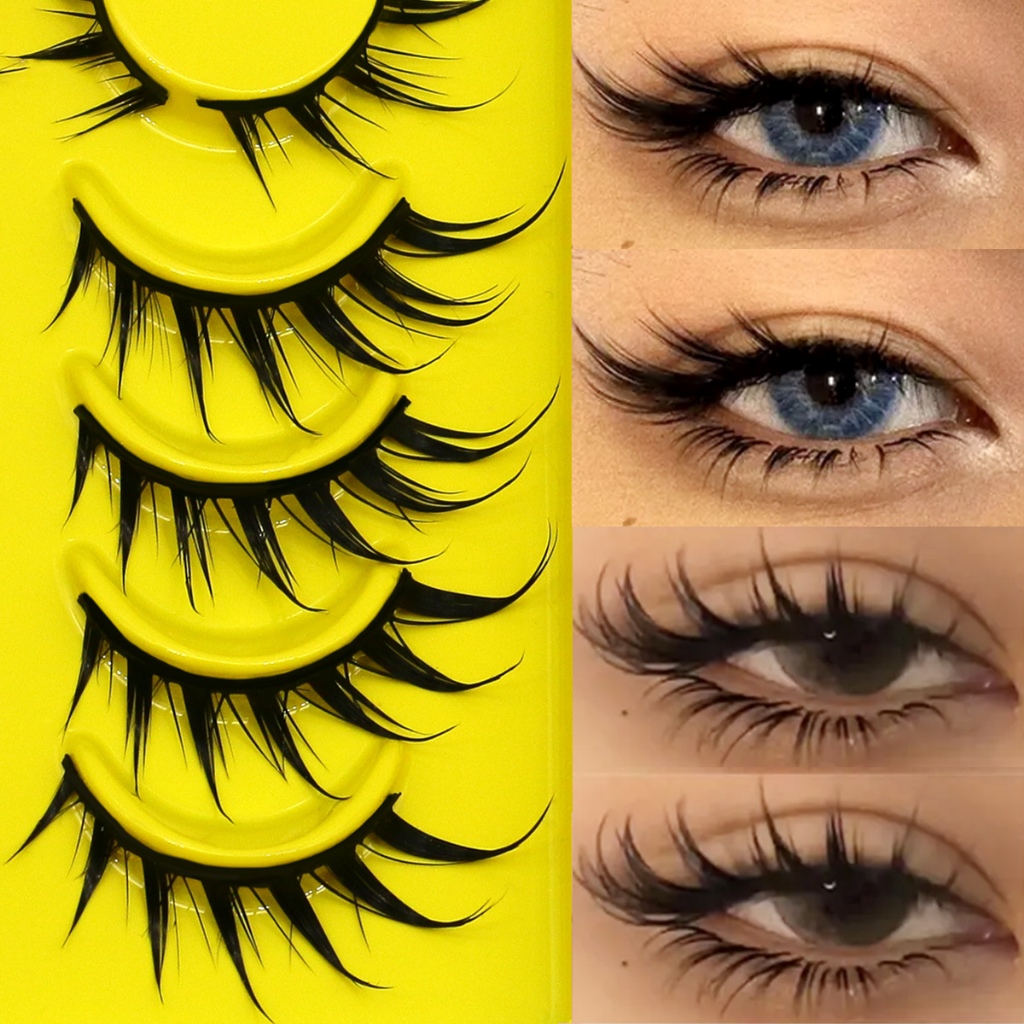 GROINNEYA 6 pairs Manga lashes Black cotton band lashes Extension ...