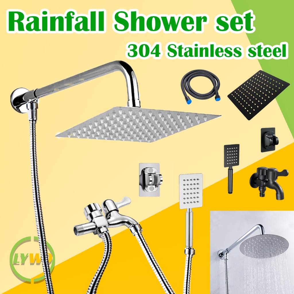 8 Inch Square/round Bathroom Spray Shower Head set with Stainless Arm ...