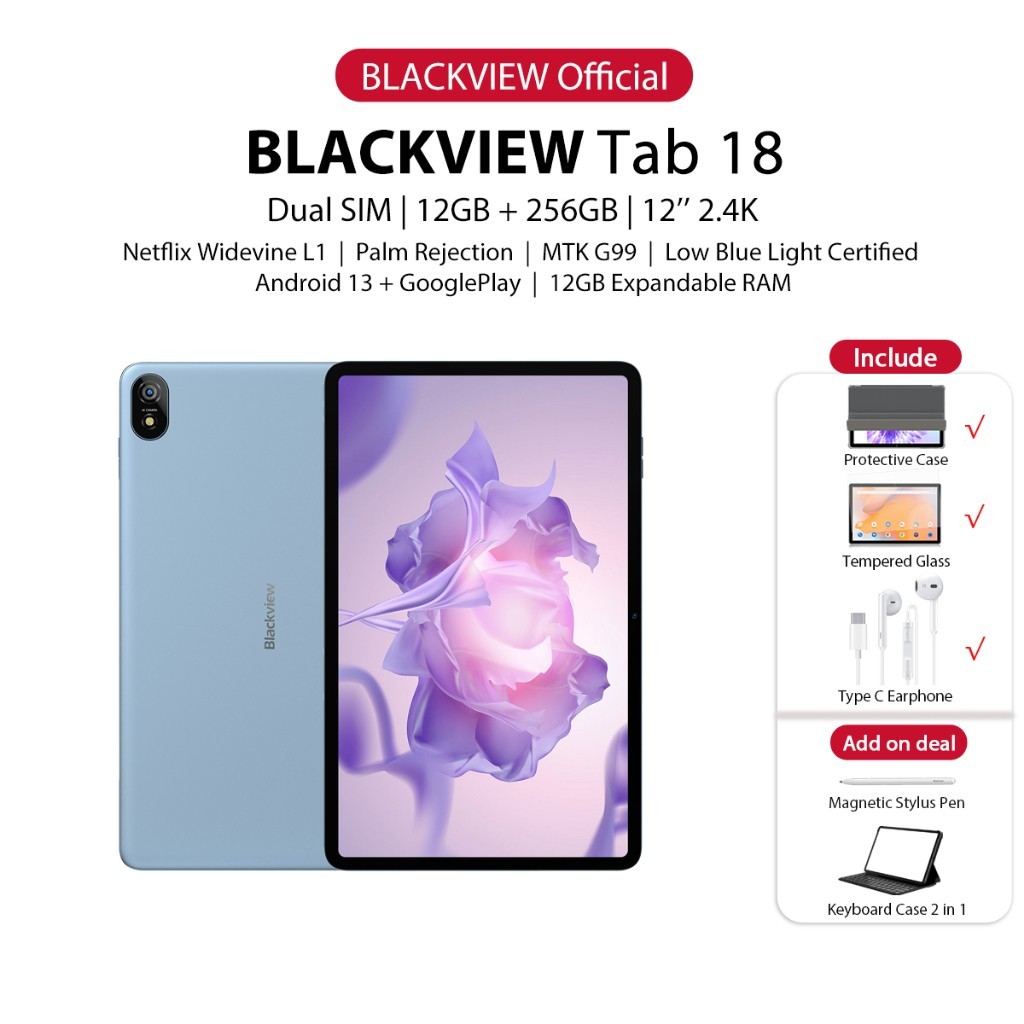 New Arrival Blackview Tab 18 Android Tablet (12'' / 12GB RAM + 256GB ...