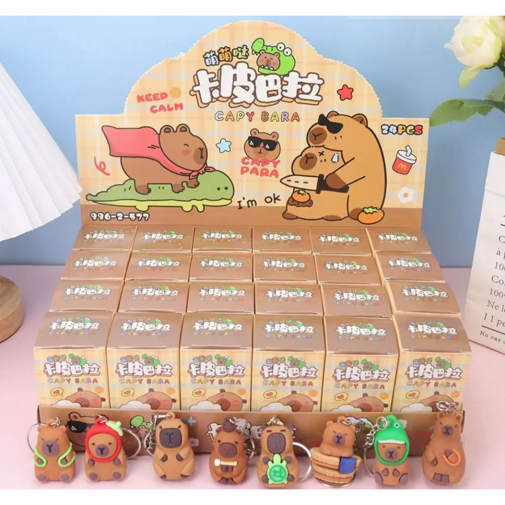 24PCS Capybara Keychain Kawaii Cartoon Hang On Bag Accessories Anime ...