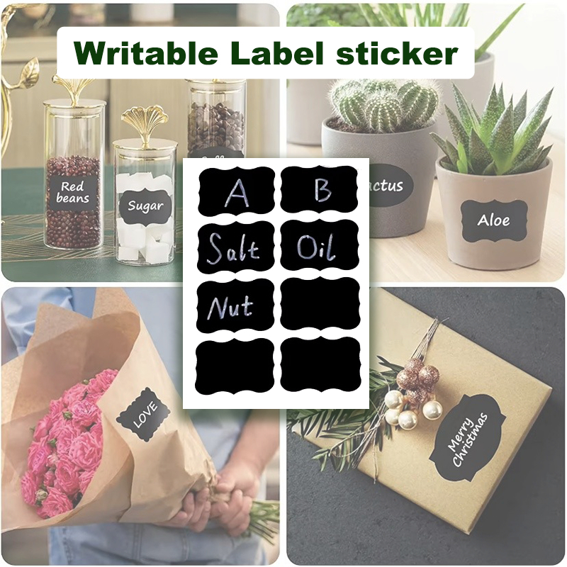 8/16 PCS Black Writable Label Sticker Waterproof Classification ...