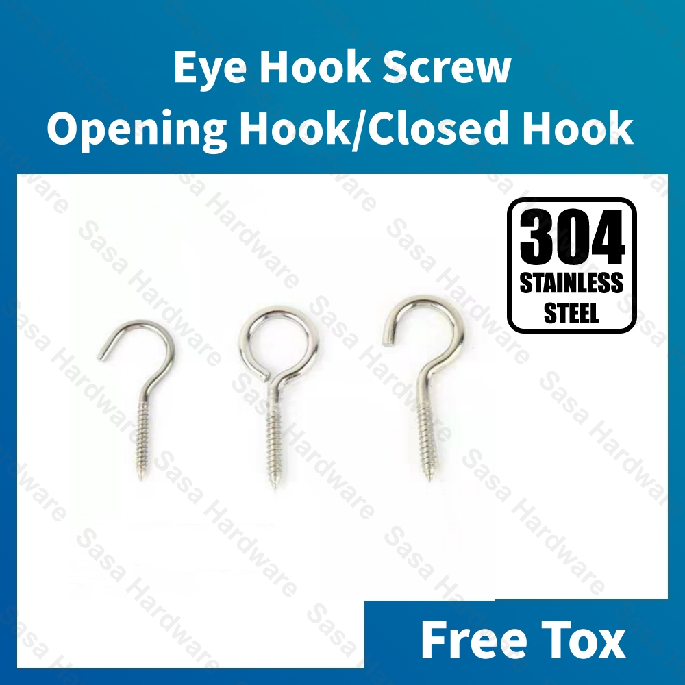 2pcs Eye Hook Screw 304 Stainless Steel Lamp hook Self-tapping screws ...