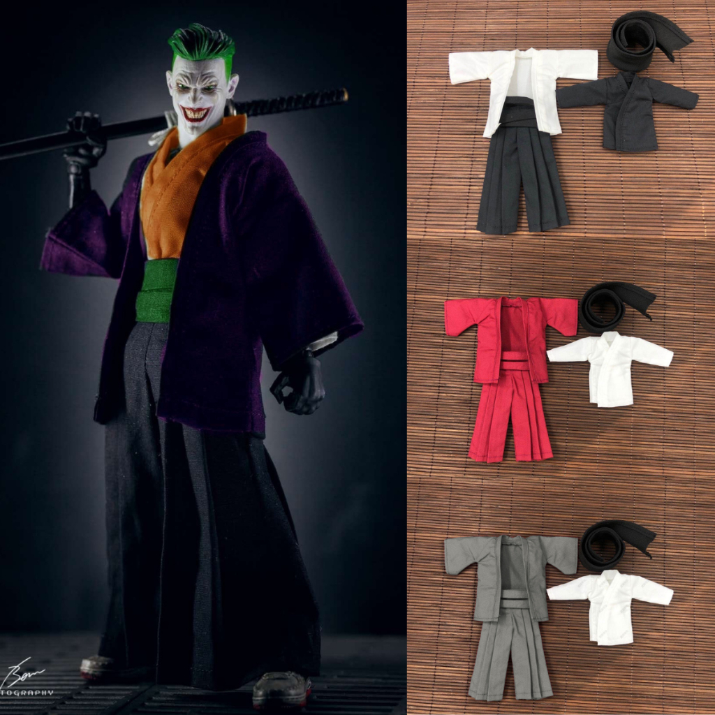 1/12 Scale Samurai Uniform Fighting Suit Coat Pants Scarf Clothes Set ...