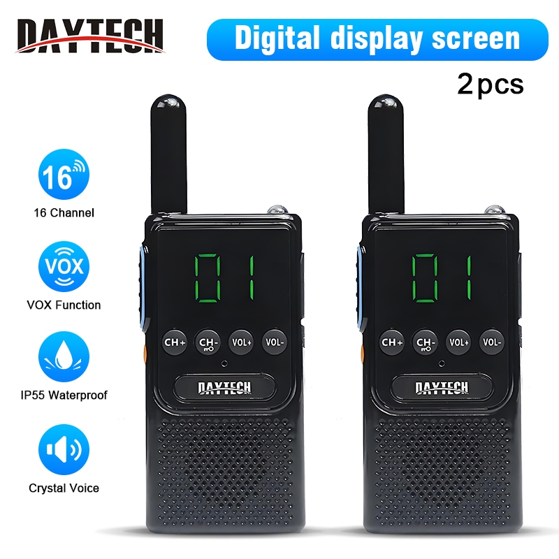 Daytech Mini Intercom System Walkie Talkie Digital For Elderly/Kids 1.5 Miles Range 16 Channel ...